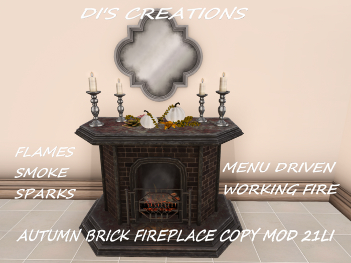 Second Life Marketplace - AUTUMN BRICK FIREPLACE